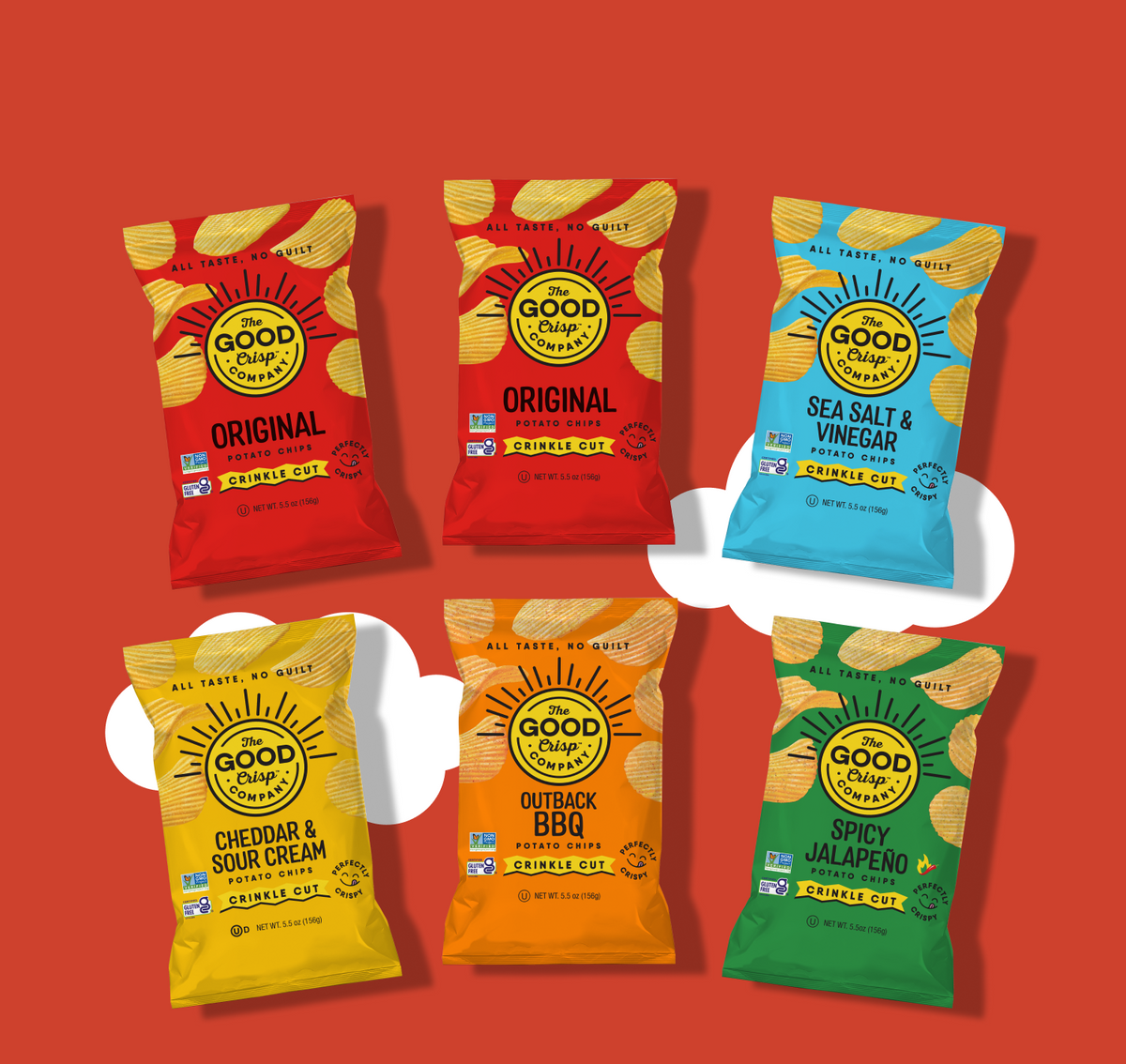 Variety Pack of Crinkle Cut Potato Chips (6 Pack) - The Good Crisp Company